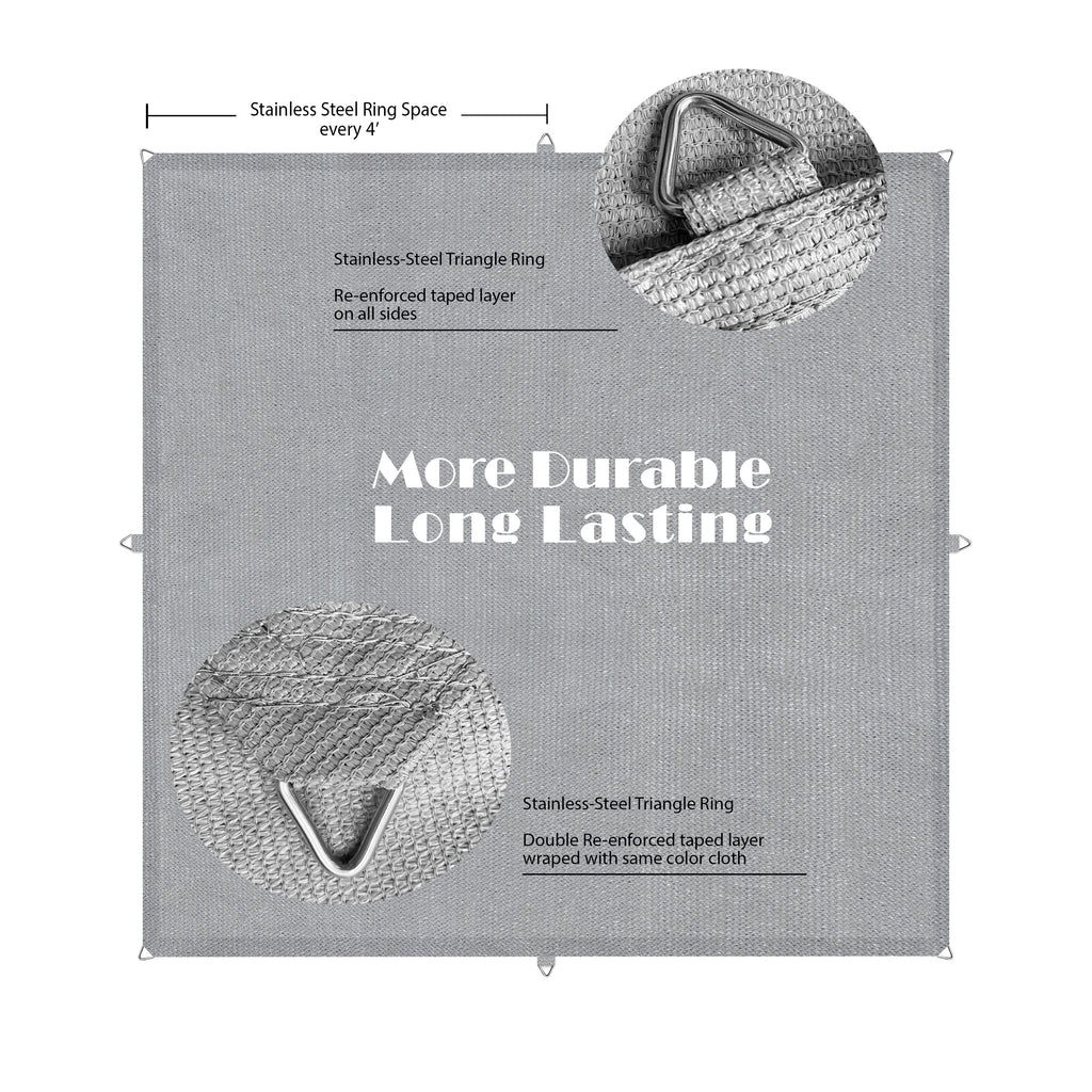 Heavy Duty HDPE Permeable Shade Canopy Cover Straight Edge w/ Stainles ...
