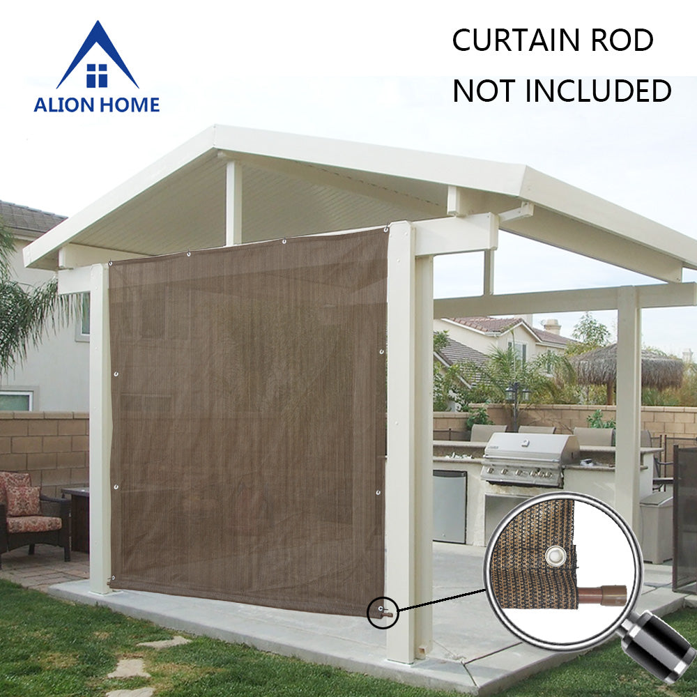 Alion Home Rod Pocket Sun Shade Panel w/3 Sides Eyelets - Mocha Brown ...